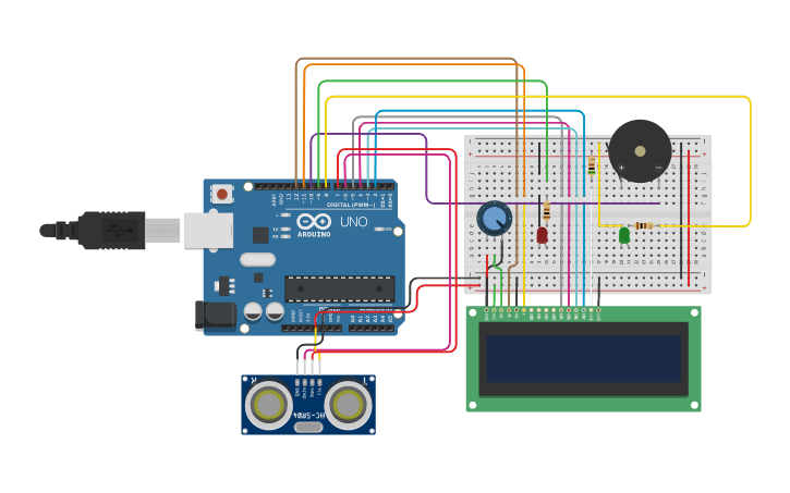 Circuit design Copy of Robotics, LED, Buzzer, LCD, Ultrasonic Sensor ... Circuit design Copy of Robotics, LED, Buzzer, LCD, Ultrasonic Sensor ...