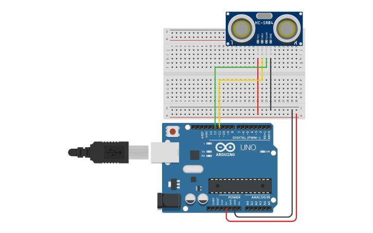 Circuit design Guide-Ultrasonic Sensor HC-SR04 with Arduino - Tinkercad
