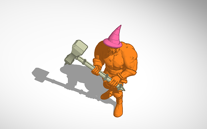 3D design Half orc with wizard hat and a maul - Tinkercad