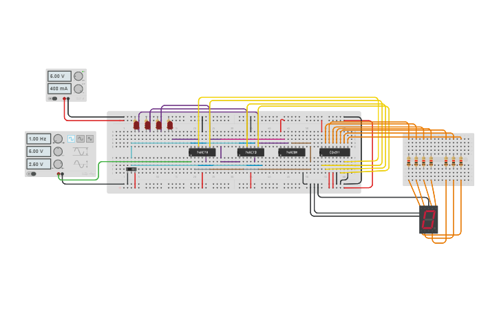 Circuit design Decade ripple counter - Tinkercad