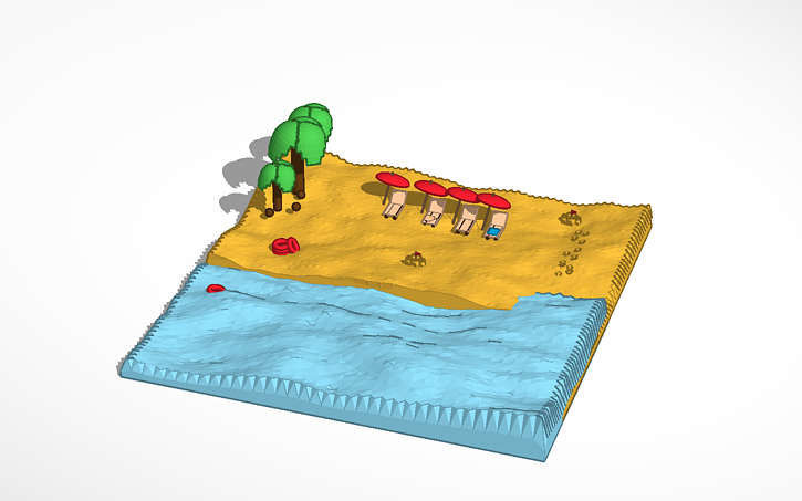 3D design Beach Scene - Tinkercad