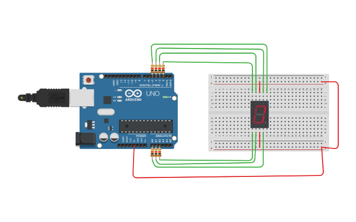 Circuit design Copy of Display de 7 segmentos --PARTE 2 | Tinkercad