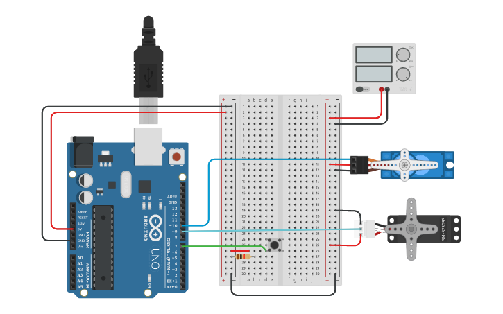 Circuit Design Motores Servos Tinkercad