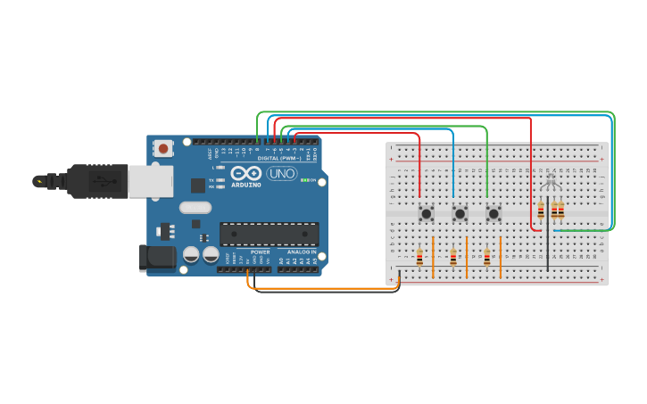 Circuit design LED RGB | Tinkercad
