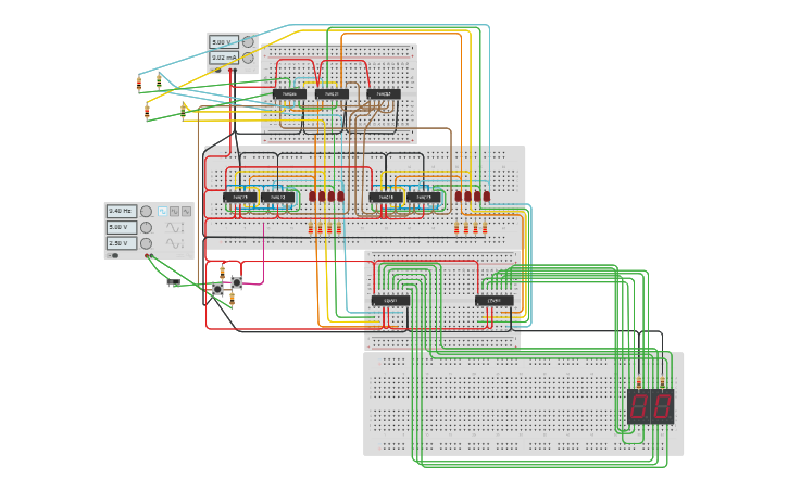 Circuit design 7 segment counter | Tinkercad