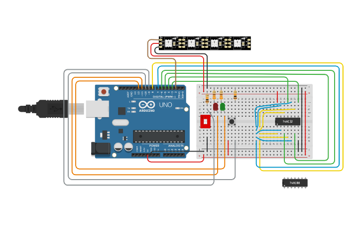 Circuit design Simple IC Checker-RGB - Tinkercad