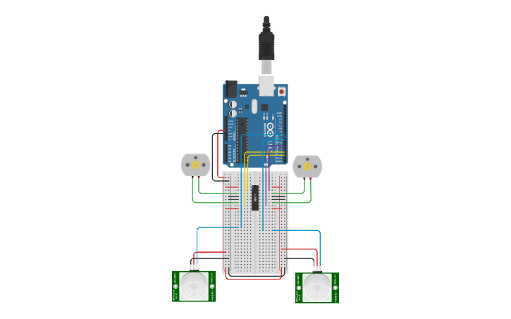 Circuit design Seguidor de linea - Tinkercad