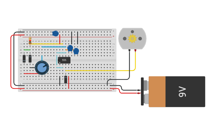 Circuit design PWM com 555 - Tinkercad