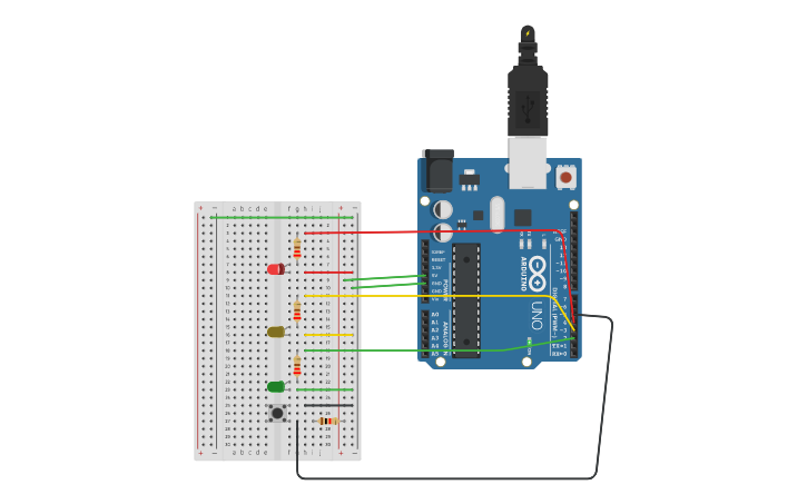 Circuit design Traffic Light - Tinkercad