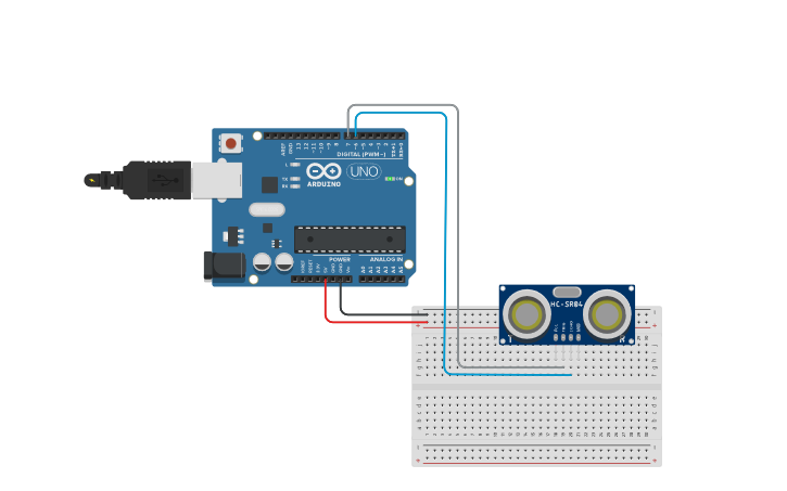 Circuit design Ultrasonico - Tinkercad