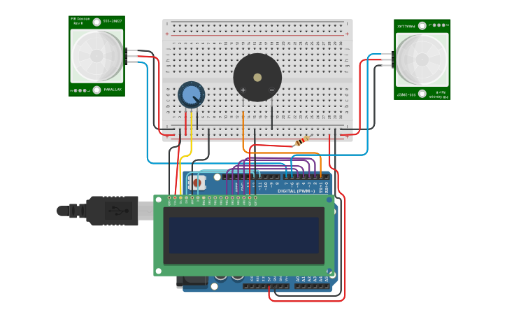 Circuit Design Contador De Aforo En Supermercados Tinkercad