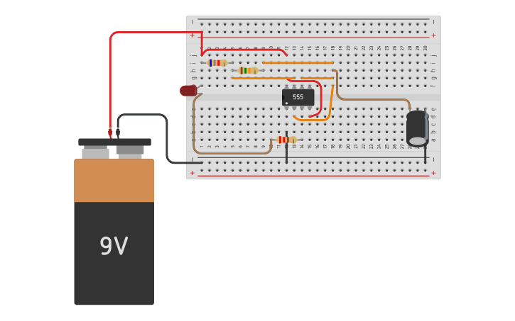 Circuit design luz intermitente | Tinkercad
