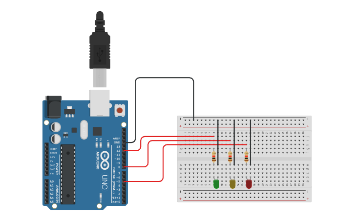Circuit design Arduino: SEMAFORO. - Tinkercad