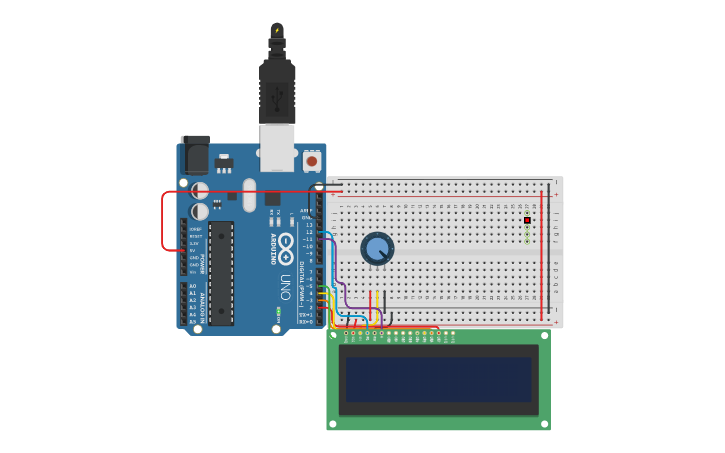 Circuit design Liquid Crystal Serial Input | Tinkercad