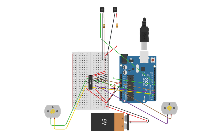 Circuit design Edge-Obstacle-Detector Robot - Tinkercad