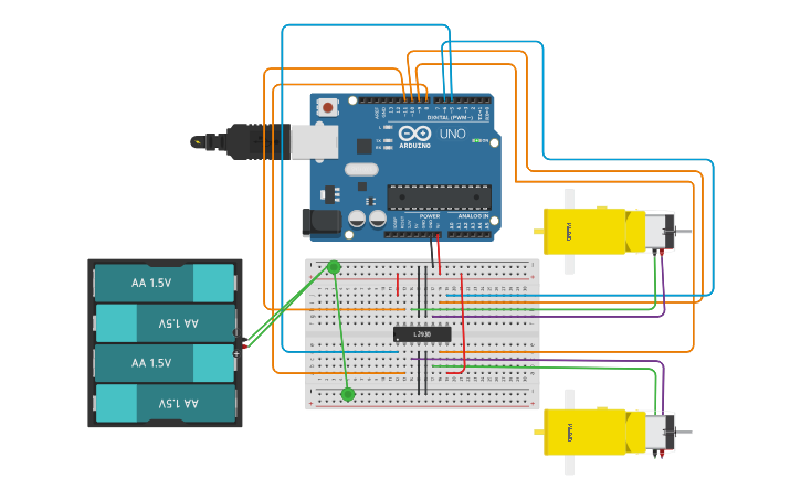 Circuit design 2WD Robot RC - Tinkercad
