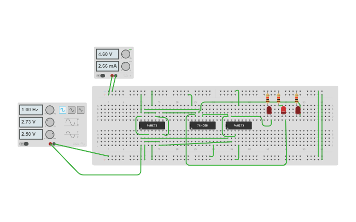 Circuit design synchronous counter - Tinkercad