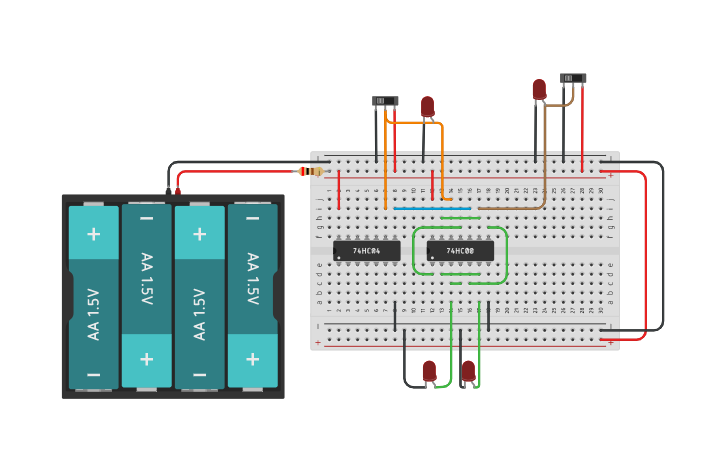 Circuit Design D триггер Tinkercad