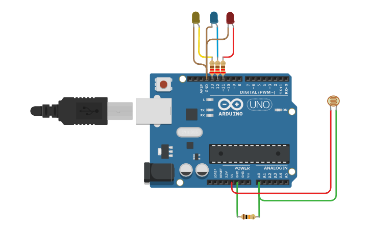 Circuit Design Arduino Led Photoresistor Tinkercad