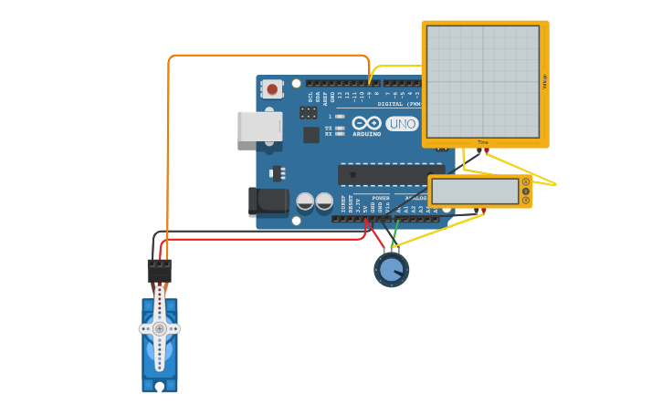 Circuit design Exp5a : Servo motor using loop - Tinkercad