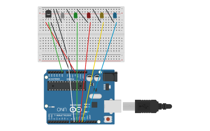 Circuit design TMP-36 | Tinkercad