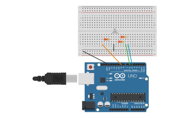 Circuit design LED RGB-Esdras Arevalo - Tinkercad