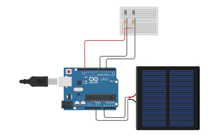 Circuit design PANEL SOLAR - Tinkercad