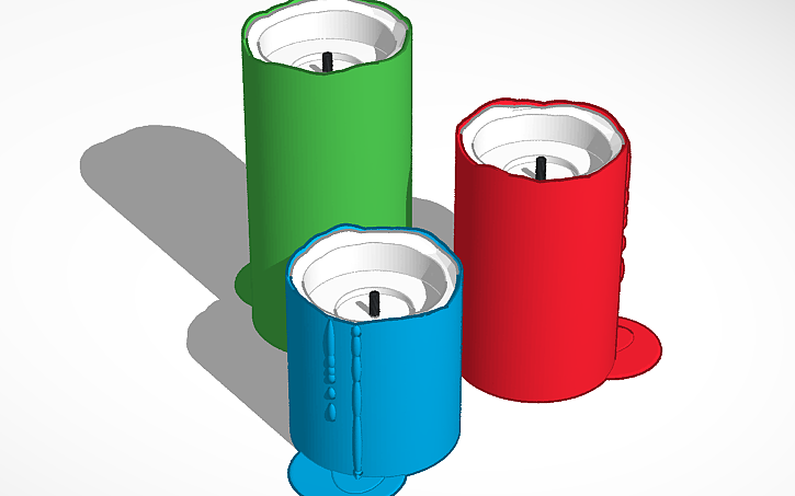 3D design Two Tone Large Candles with Drips - Tinkercad