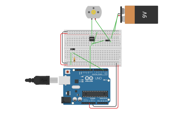 Circuit design motorized pinwheel - Tinkercad