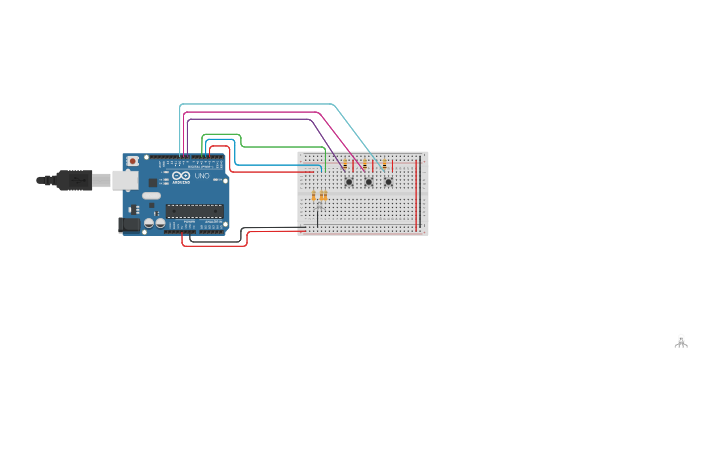 Circuit design Práctica 3 Push button - Tinkercad