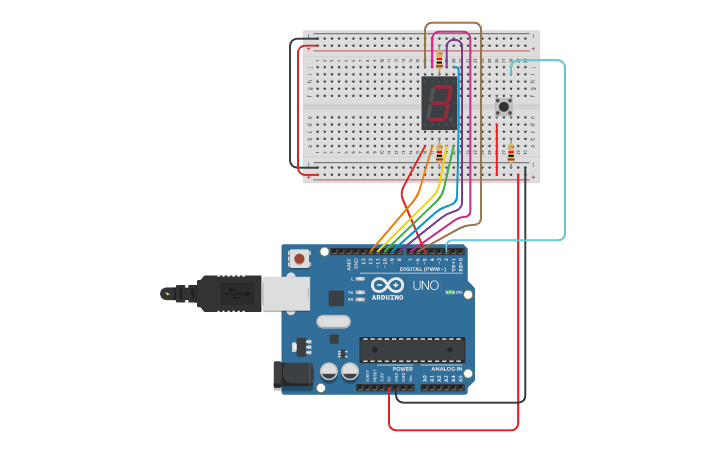 Circuit design 7 segment display | Tinkercad