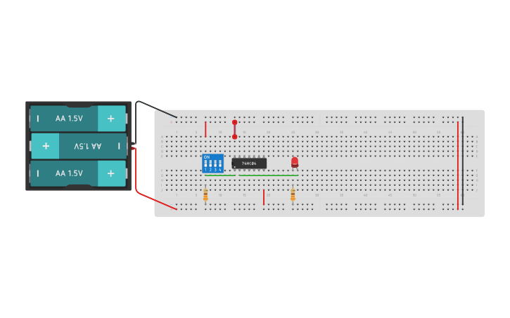 Circuit design Función Lógica NOT - Tinkercad