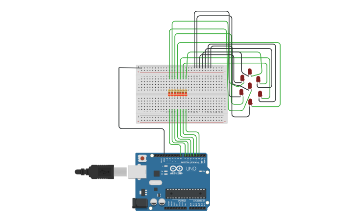 Circuit design LED 7 segment - Tinkercad