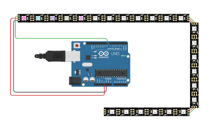 Circuit design LED-Strip - Tinkercad