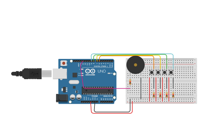 Circuit design ARDUINO PIANO (Mary Had a Little Lamb) - Tinkercad