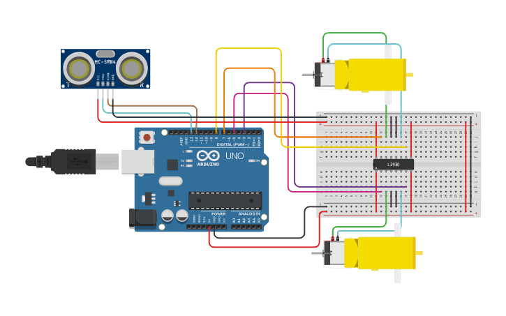 Circuit design Obstacle Avoidance Robot - Tinkercad