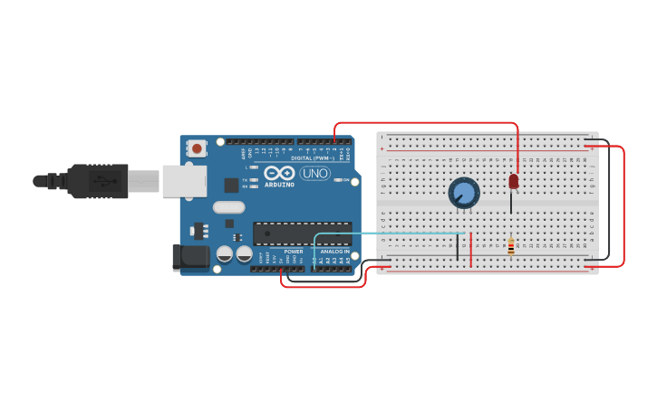 Circuit design D. ANALOG INPUT and OUTPUT | Tinkercad