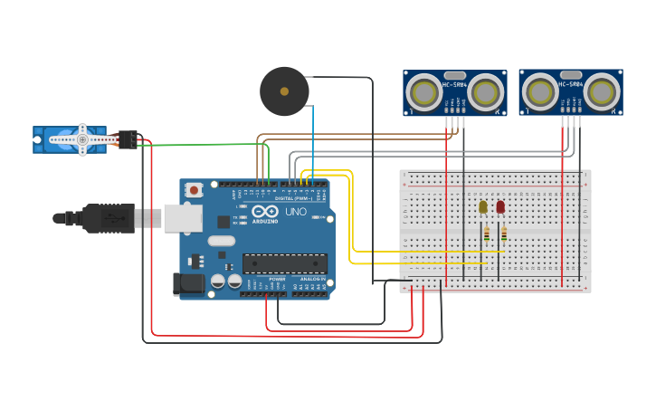 Circuit design Smart Dustbin - Tinkercad
