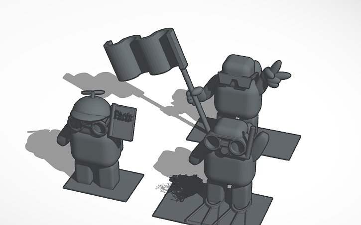 3D design set of 3 robot figurines | Tinkercad