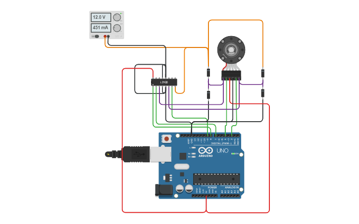 Circuit design Kontrol Sudut Motor PID - Tinkercad