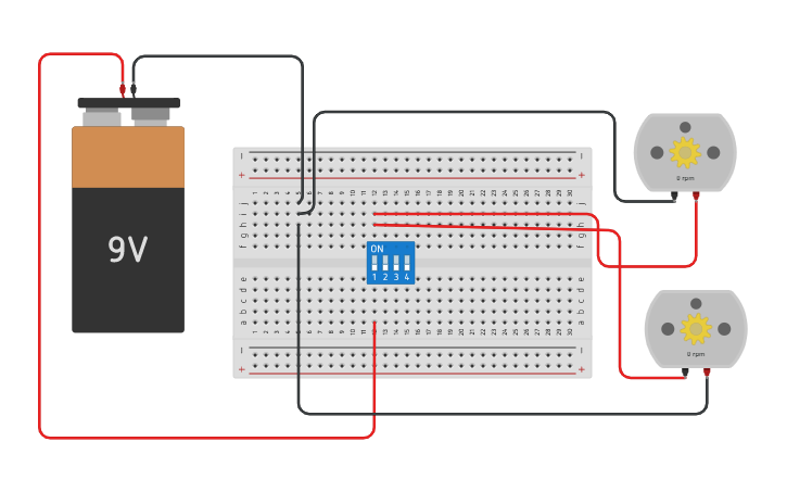 Circuit design Motor en corriente continua | Tinkercad