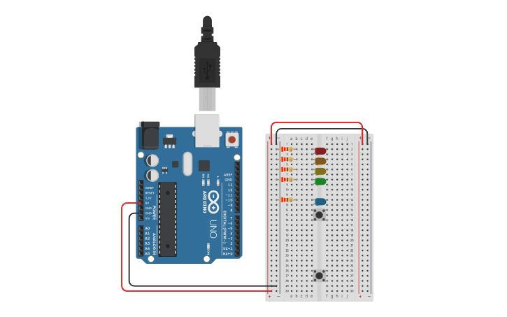 Circuit design Reaction Time Game Starter Circuit - Tinkercad