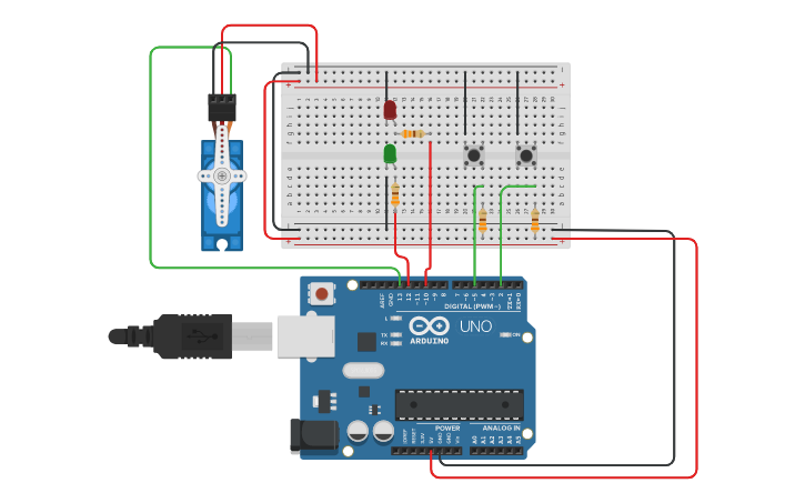 Circuit design Servo-Motor - Tinkercad