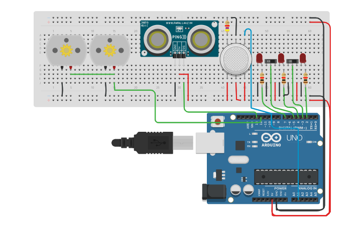 Circuit design Adaptive cruise control system - Tinkercad