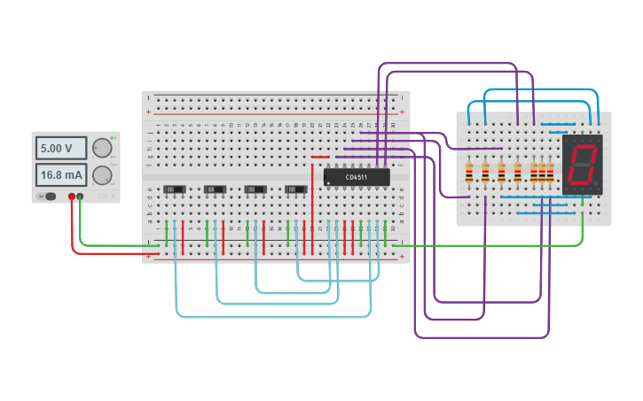 Circuit design CD4511B - Tinkercad