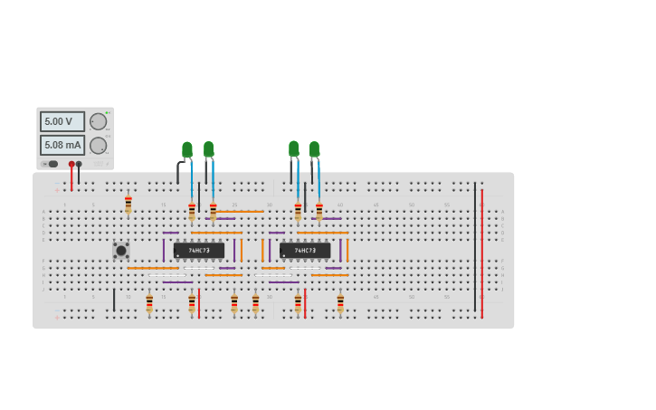 Circuit Design 192270 4 Bit Asynchronous Counter Tinkercad