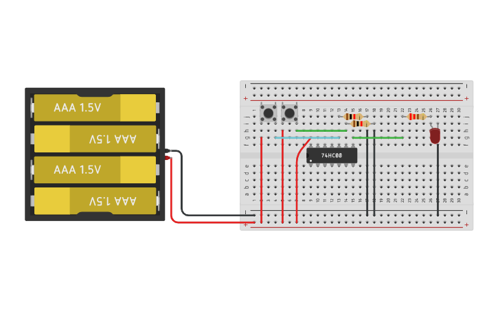 Circuit design Practica 5: Puerta NAND | Tinkercad