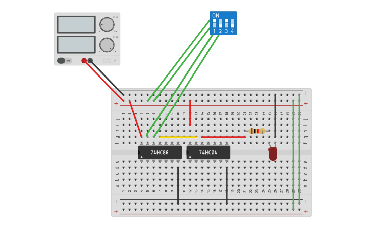 Circuit design XNOR GATE - Tinkercad