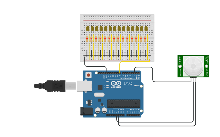 Circuit Design Street Light System Using Arduino And Pir Sensor Tinkercad