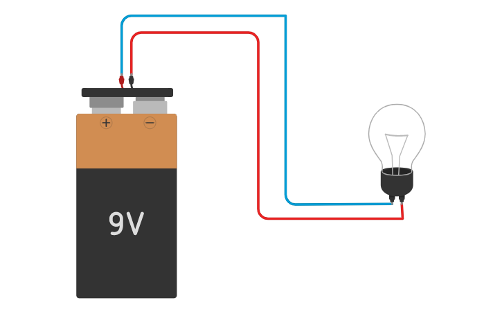 Circuit design Pila y Foco - Tinkercad